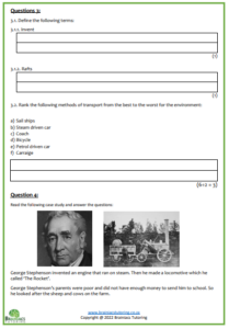 History test - Gr.4 - Term 3 - Brainiacs Tutoring Centre